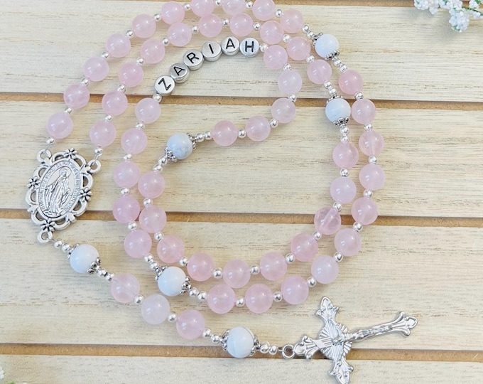Madonna Queen of Heaven Roses Rosary. Made With Pink and Yellow Czech ...