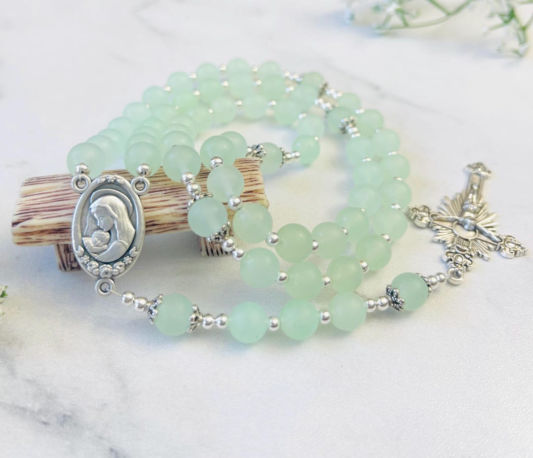 Mint Green Jade Rosary: Personalized Confirmation Gift - Etsy