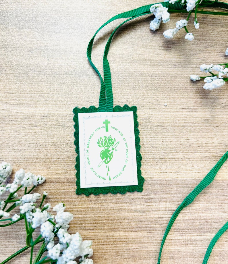 Green Scapulars Catholic Scapulars Catholic Gifts Known for - Etsy