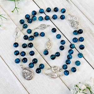 Medium Aqua Blue Peacock Stones (8mm Stones), Chaplet of Seven Sorrows ...