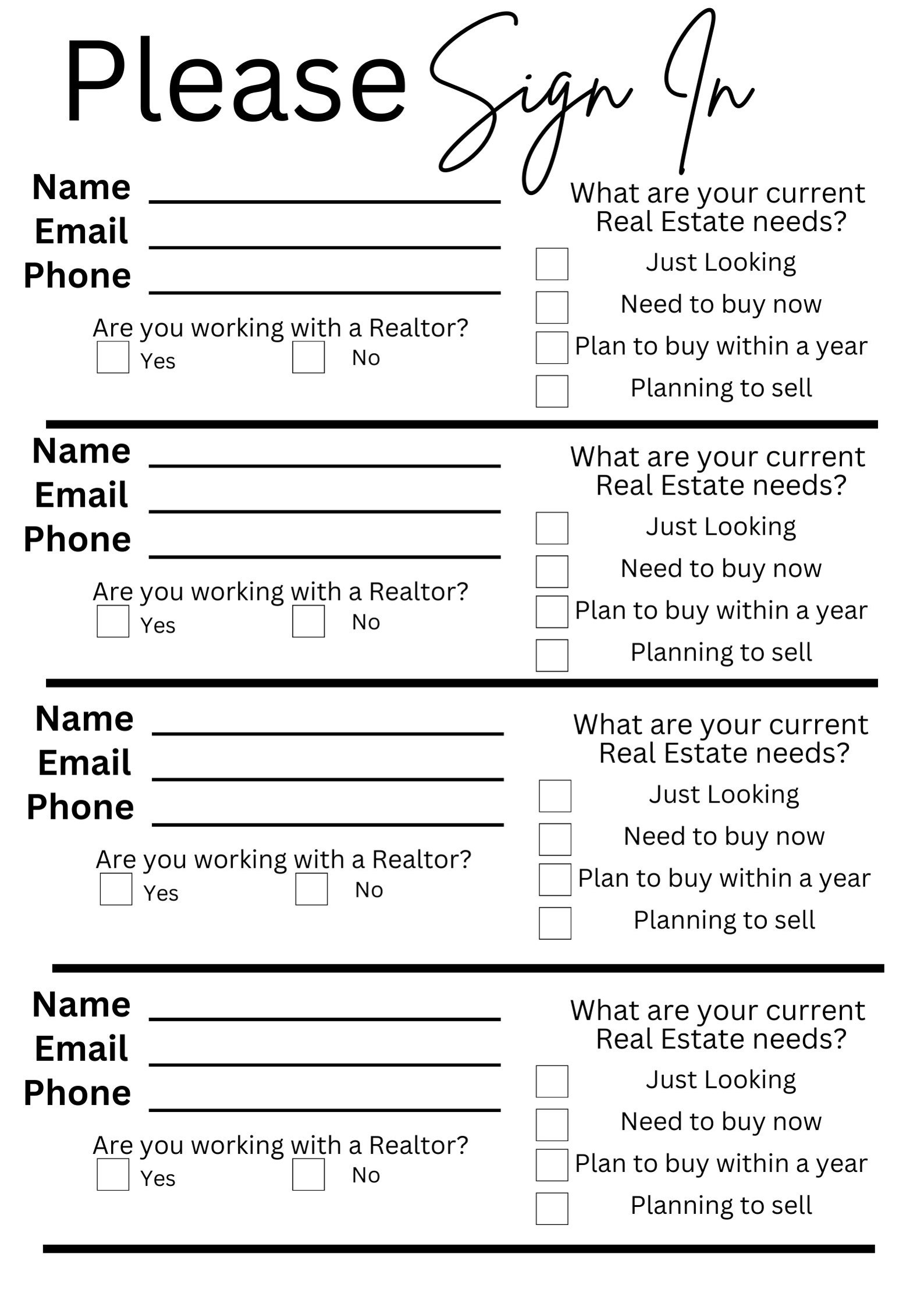 Real Estate Open House Sign in Sheet and Welcome Sign | Real Estate ...