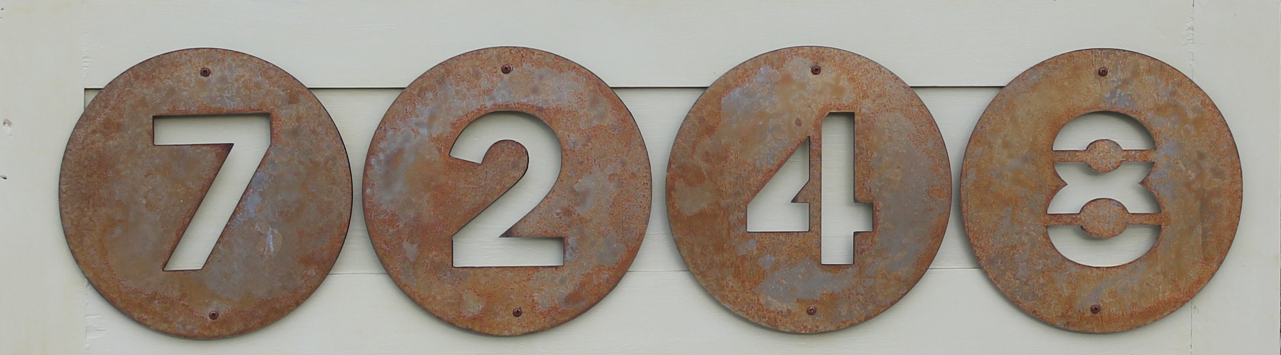9" Round Steel House Numbers With Rusted Patina | Large Address Numbers ...