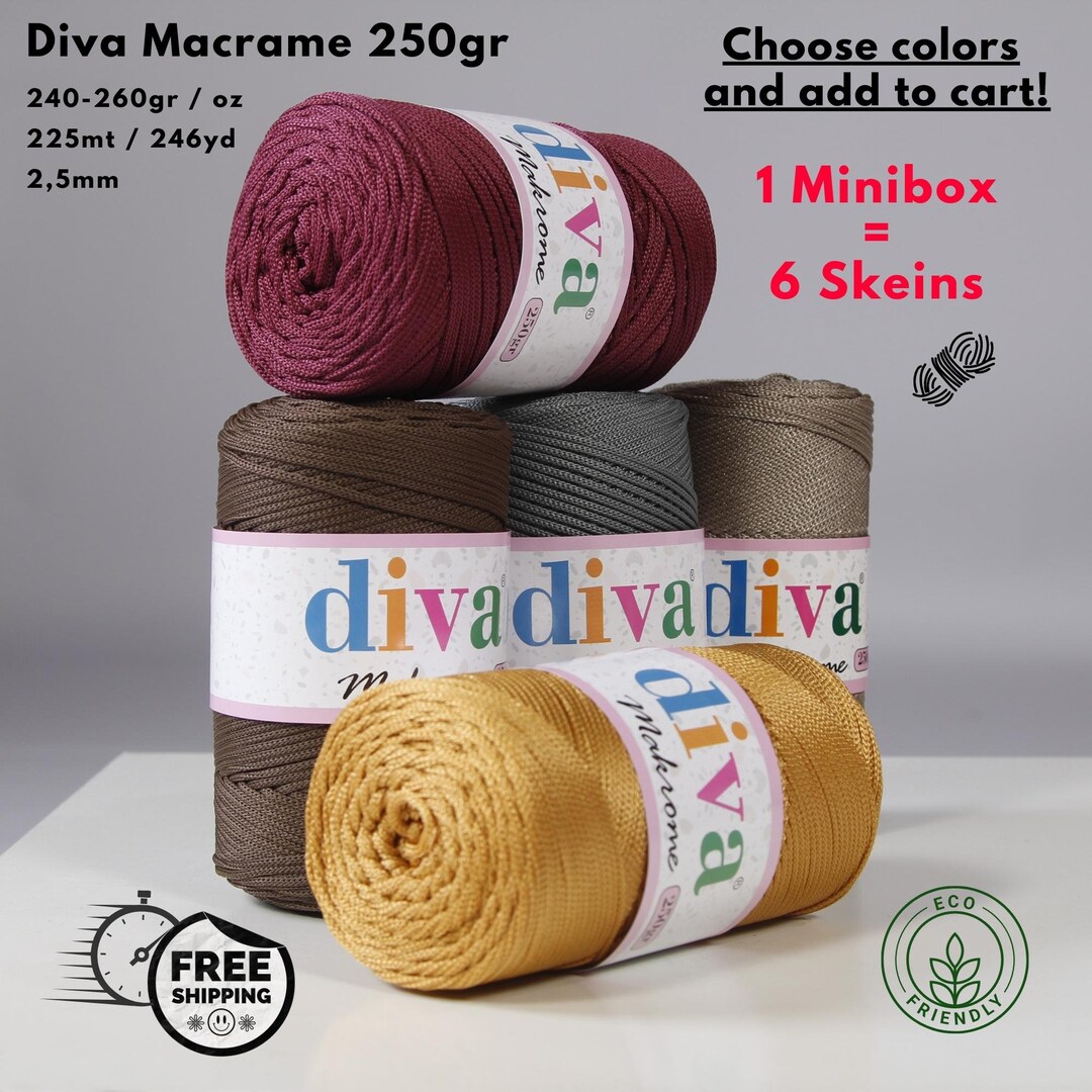 6x250g Macrame Thread 2.5mm, 250g, 225m, 735ft, 8.8oz Rope for Crochet ...