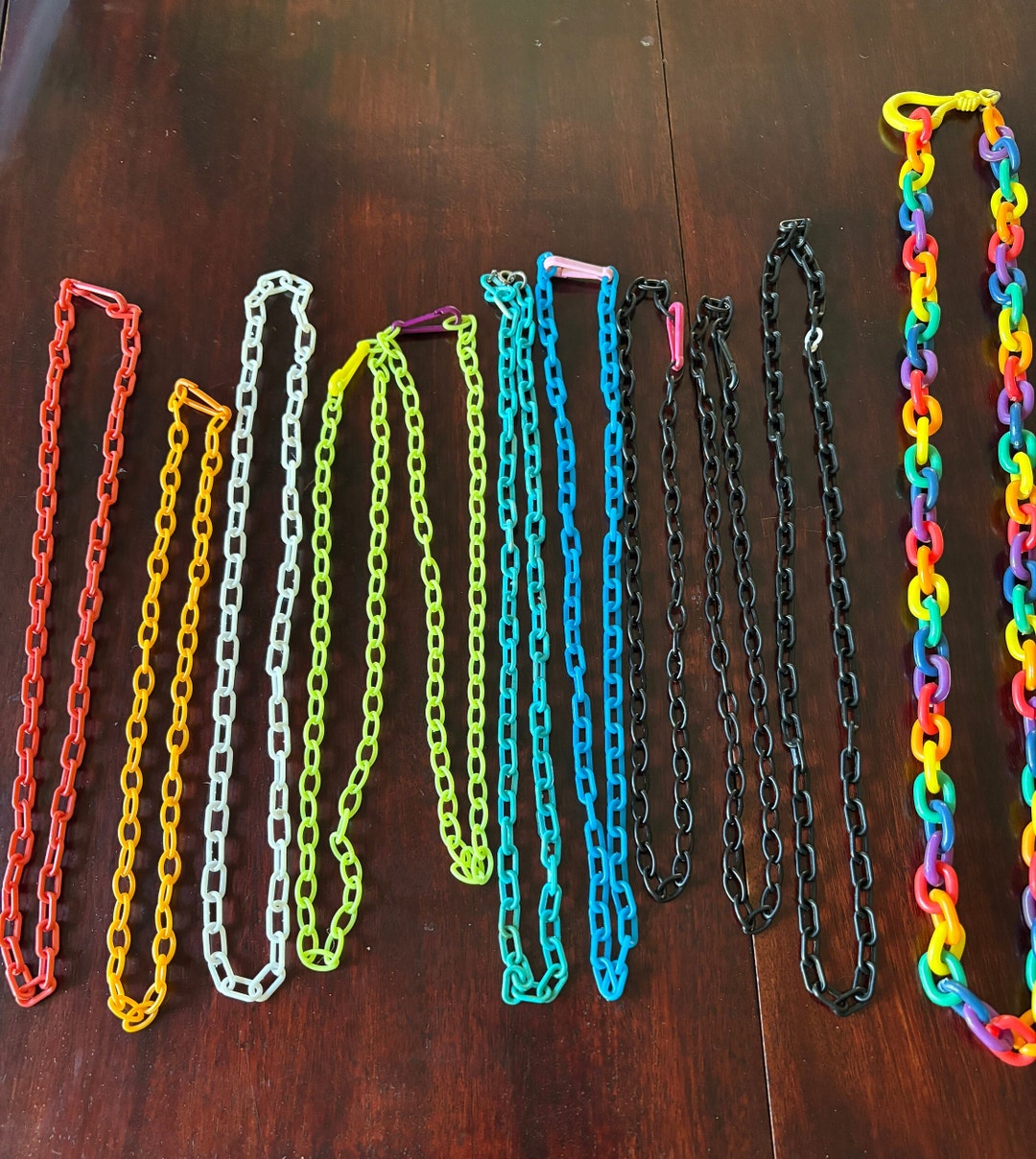 1980's Kid Plastic Charm Necklace Chains Multi Color/length - Etsy