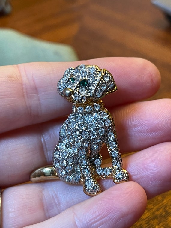 Adorable Vintage Pave Rhinestone Yellow Lab - Gem