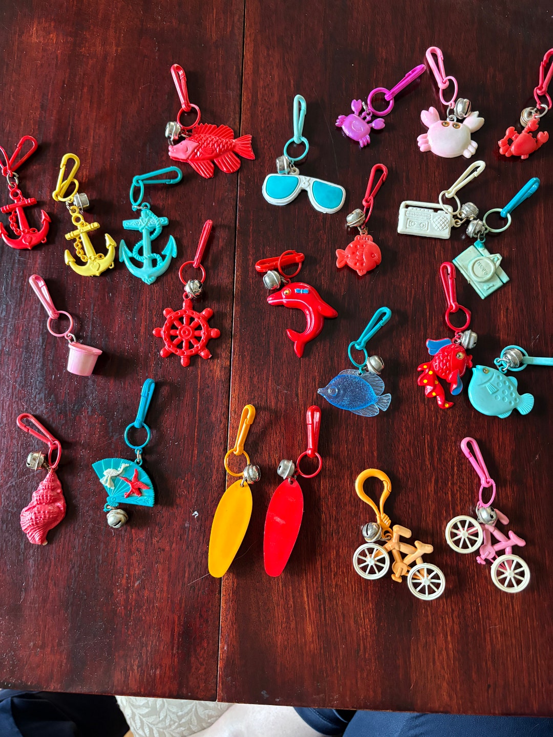 1980’s * Beach Day Plastic Fun and Funky Bell Charms Charm Necklace-80 ...