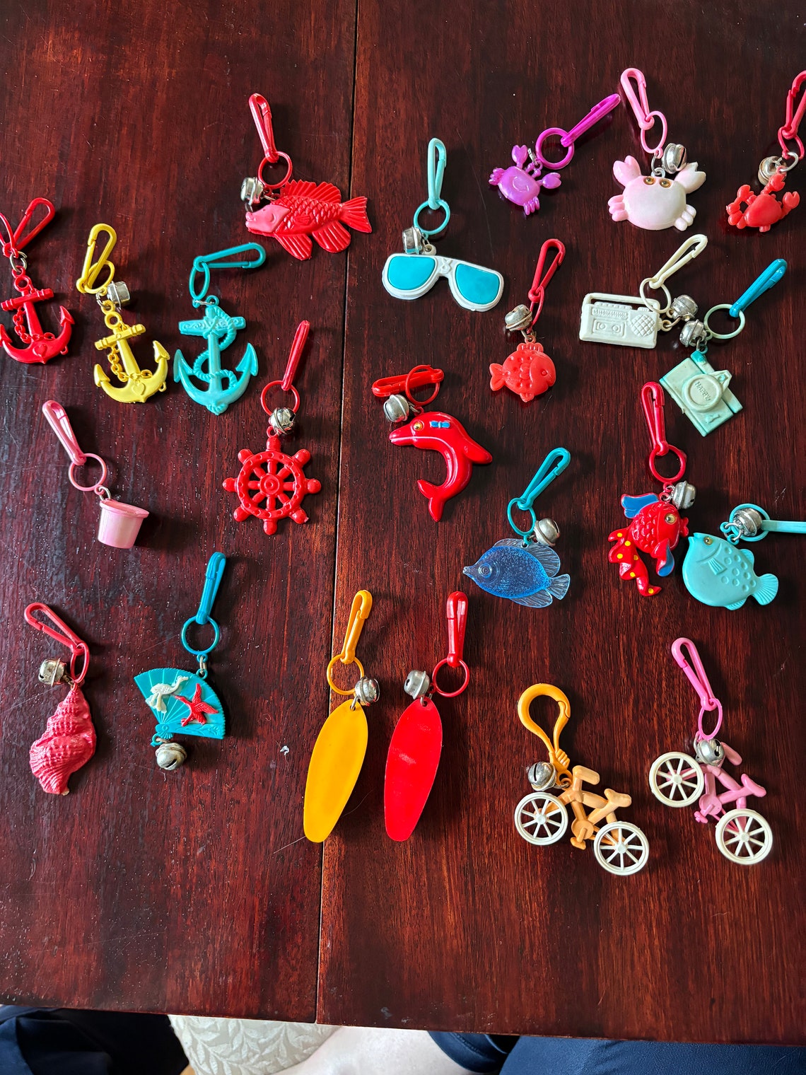 1980’s * Beach Day Plastic Fun and Funky Bell Charms Charm Necklace-80 ...