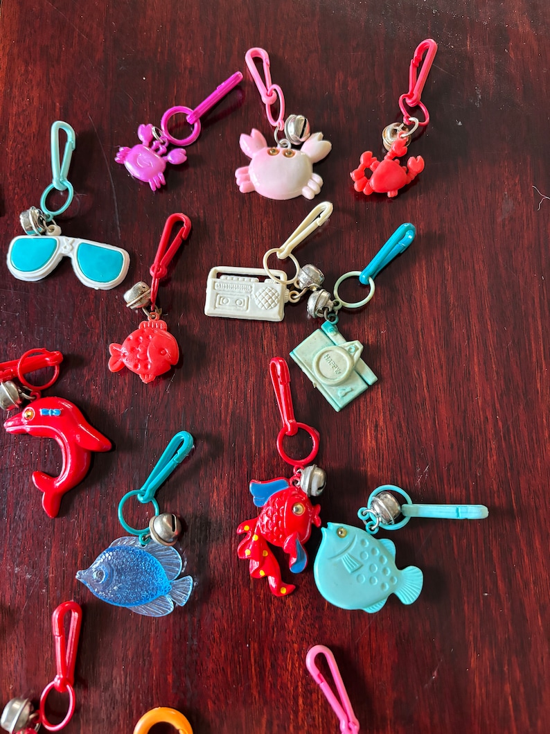1980’s * Beach Day Plastic Fun and Funky Bell Charms Charm Necklace-80 ...