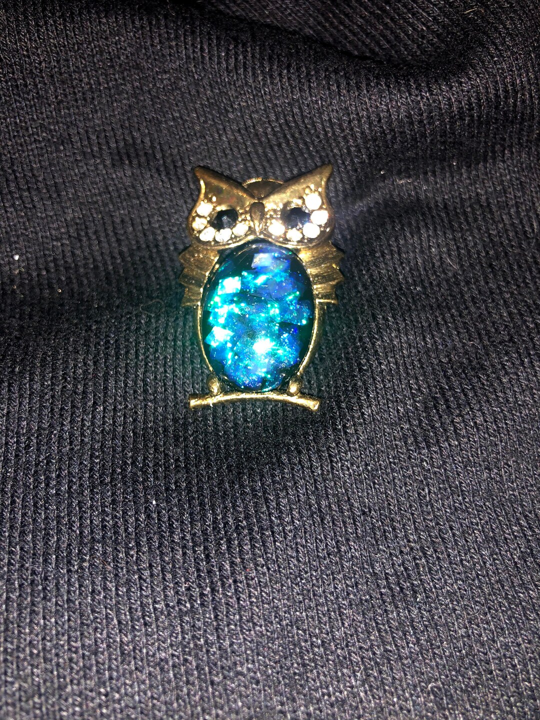 Vintage Owl Jelly Belly Blue Green Foil Glass Cabochon - Etsy