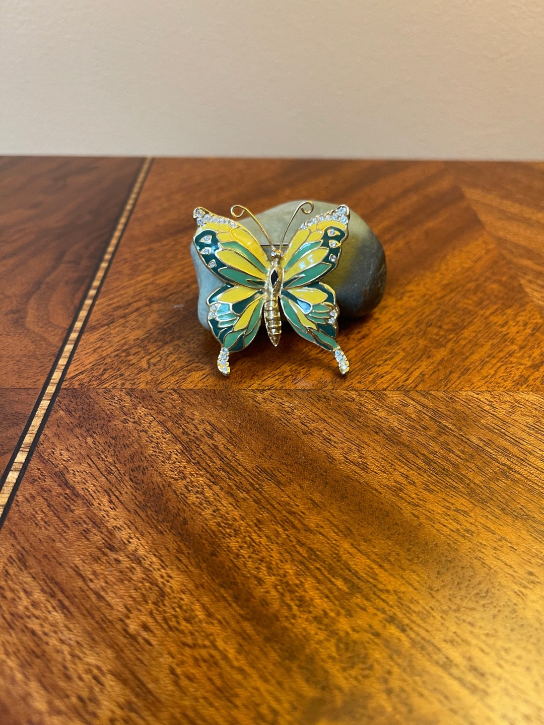 Vintage Butler Butterfly Brooch: Gold Tone Rhinestone Enamel Pin - Etsy