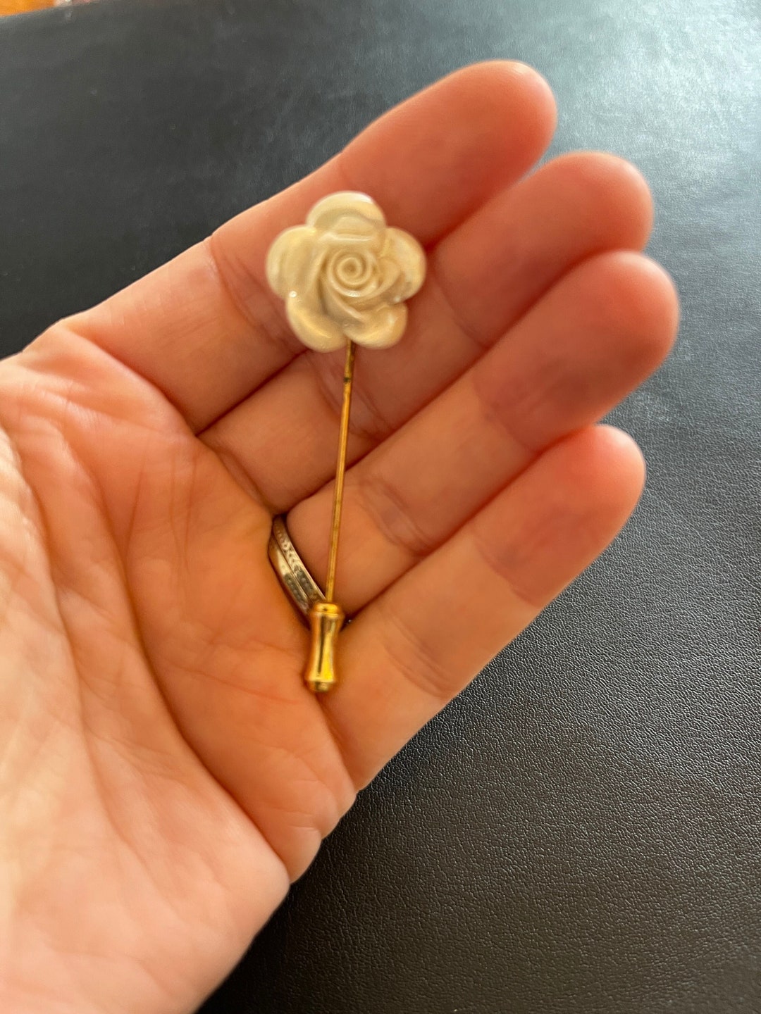 Classic Vintage Gold Tone White Rose Lapel Stick Pin Panel Brooch - Etsy