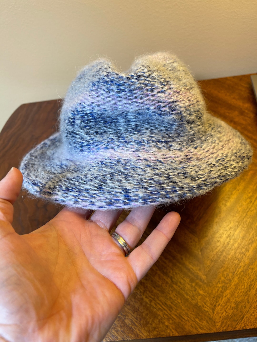 Vintage Higbee's Fuzzy Knit Fedora Hat: Pastel Blue & Pink, Made in ...