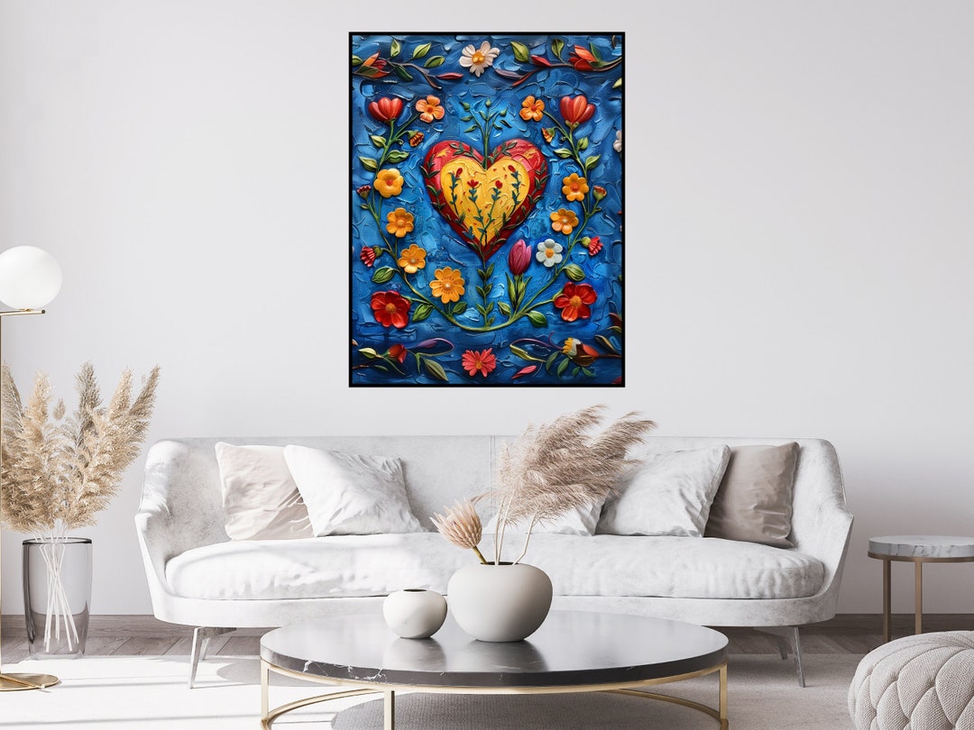 Colorful Sacred Heart Digital Print for Maximalist Home Decor, Modern ...