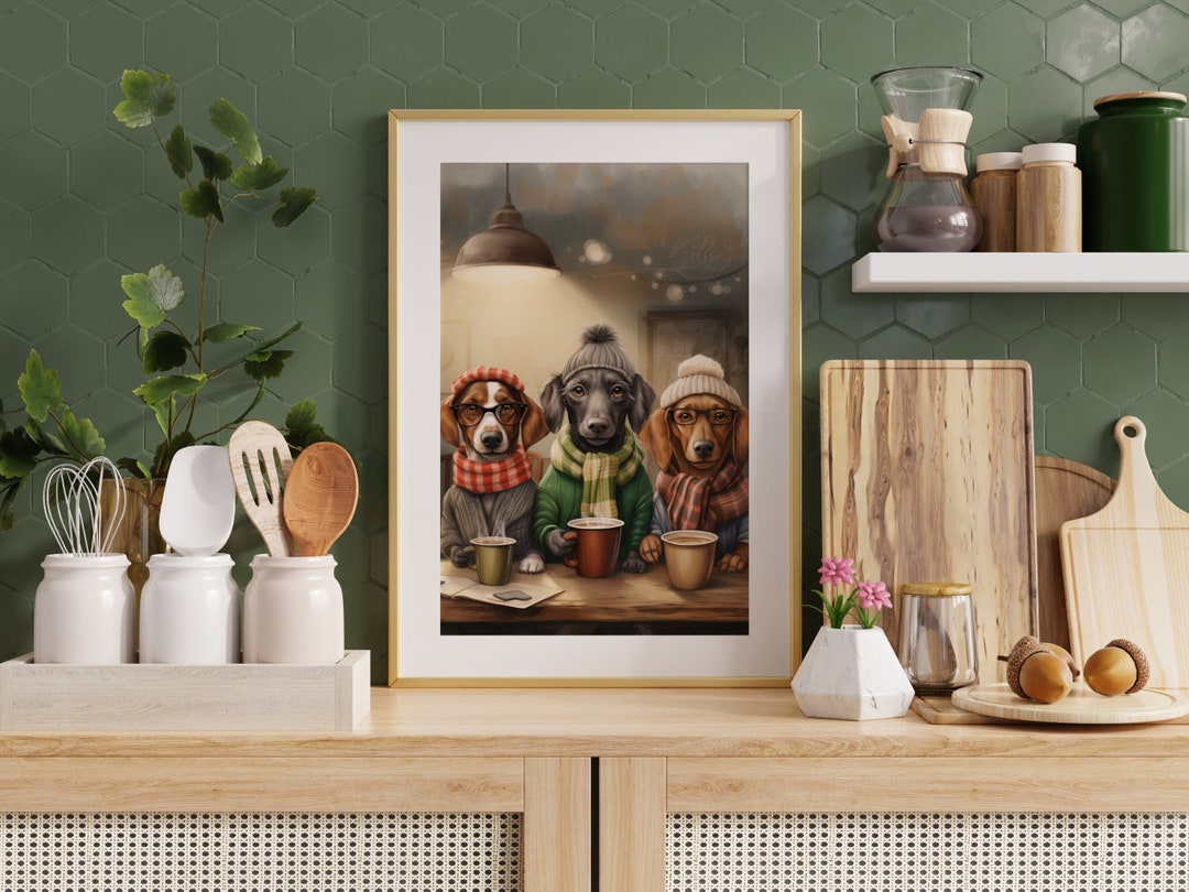 Coffee for Dogs Vintage Digital Print, Caffeine Poster, Funny Wall Art ...