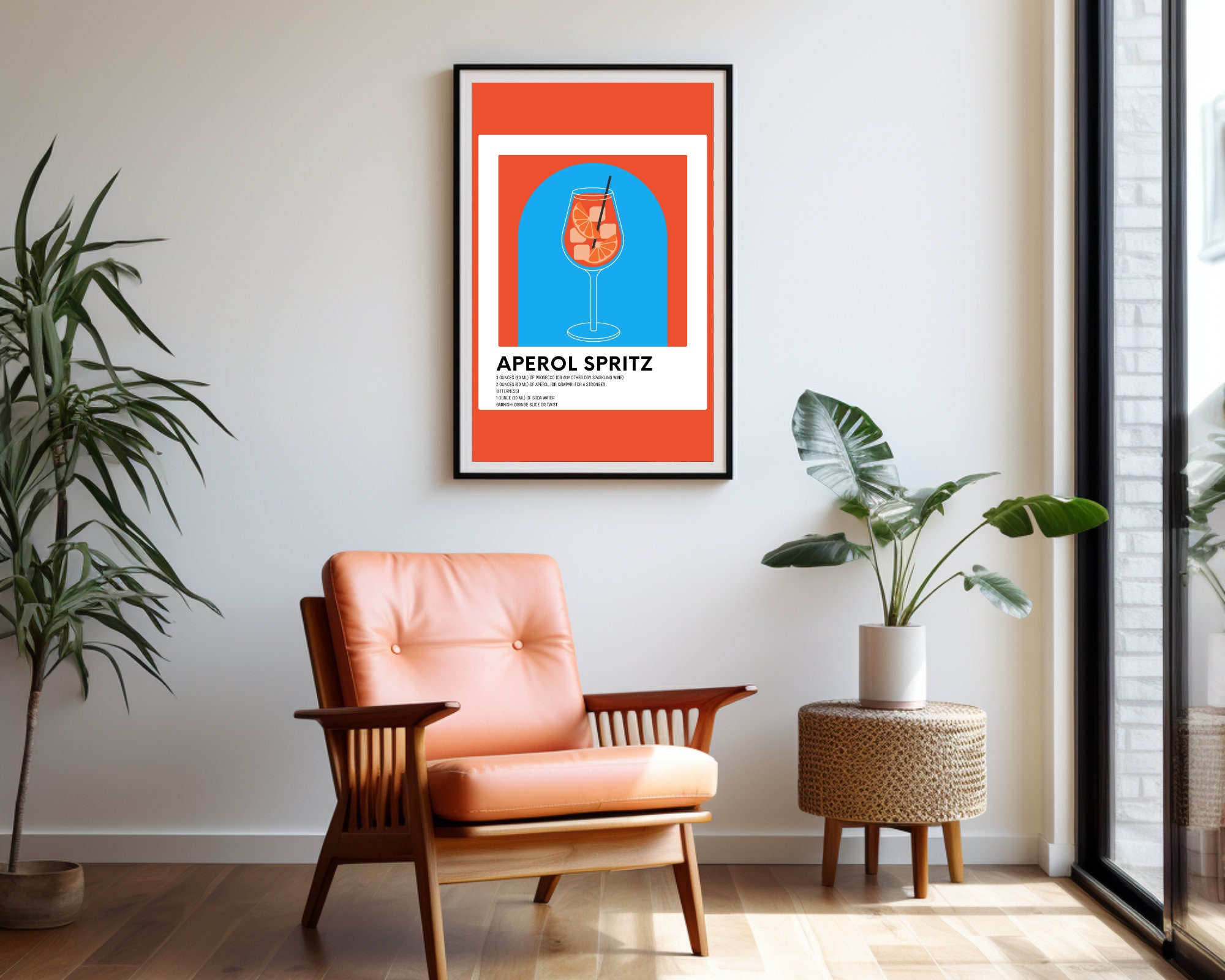 Aperol Spritz Cocktail Recipe Digital Poster for Bar Cart Home Decor ...