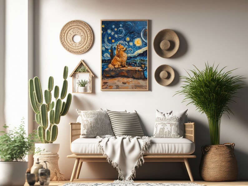 Starry Night Pomeranian Dog Digital Print, Cute Pommy Printable Poster ...