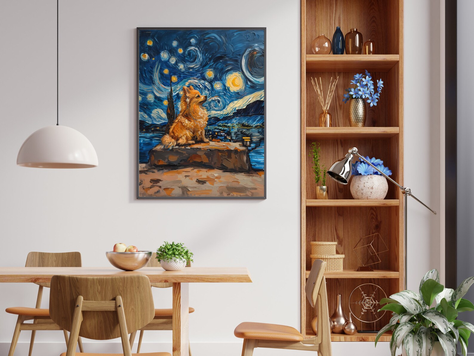 Starry Night Pomeranian Dog Digital Print, Cute Pommy Printable Poster ...