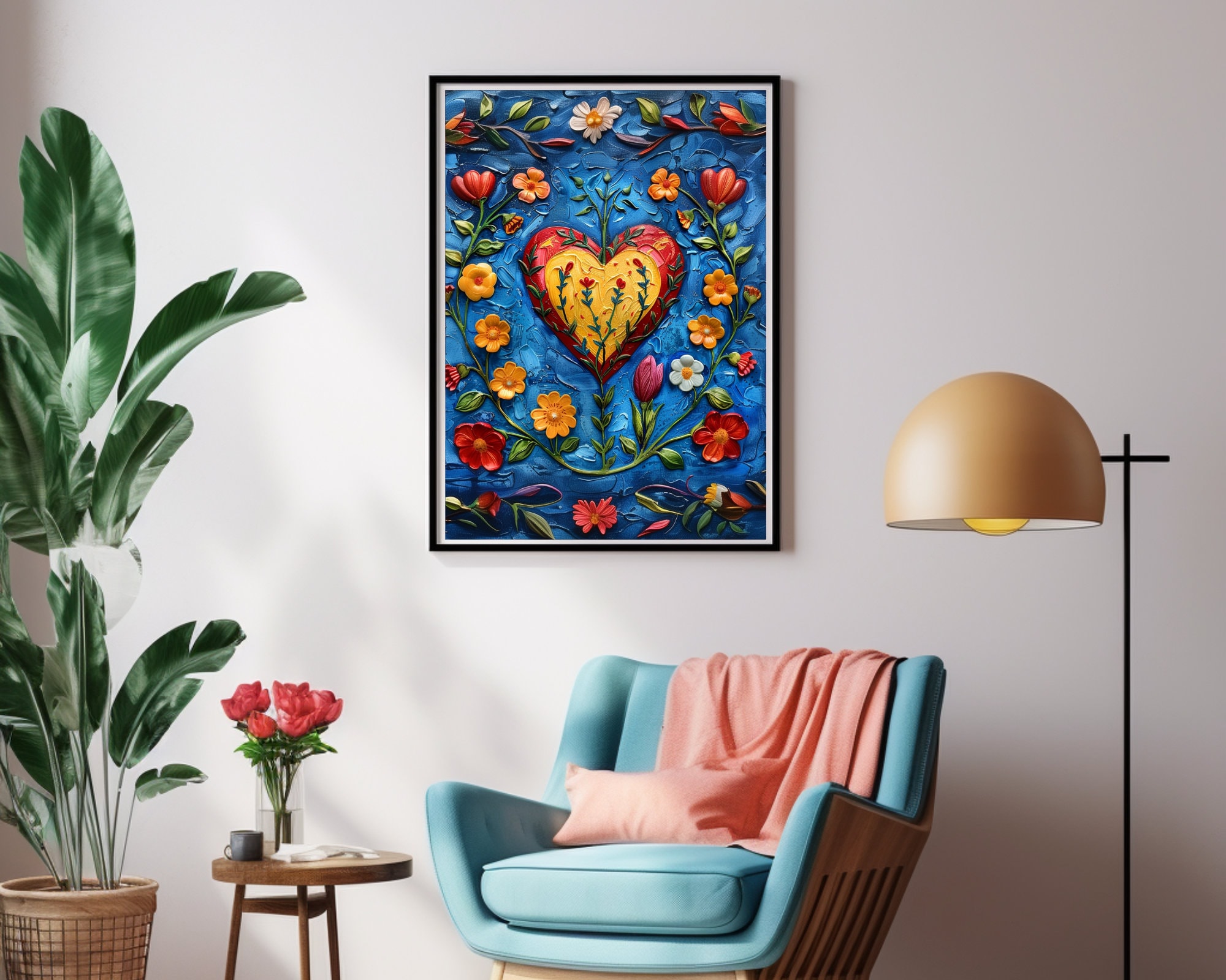 Colorful Sacred Heart Digital Print for Maximalist Home Decor, Modern ...