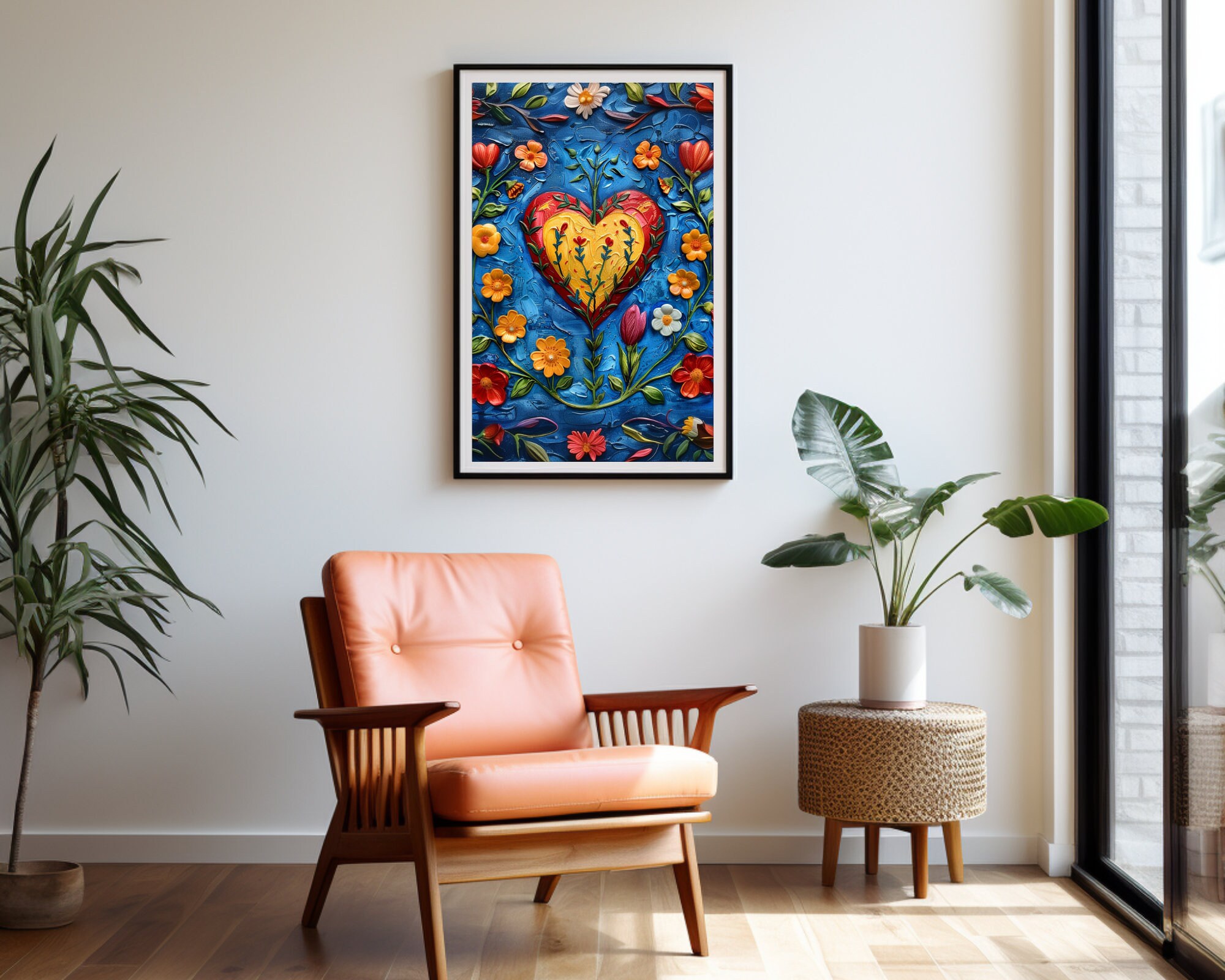 Colorful Sacred Heart Digital Print for Maximalist Home Decor, Modern ...