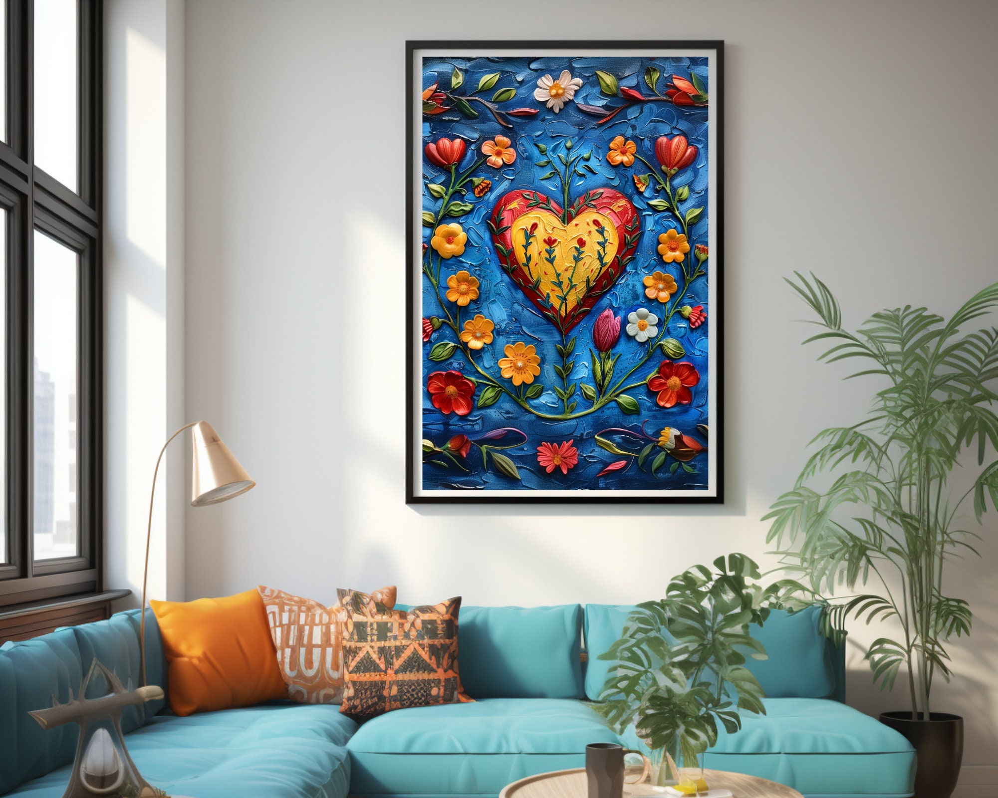 Colorful Sacred Heart Digital Print for Maximalist Home Decor, Modern ...