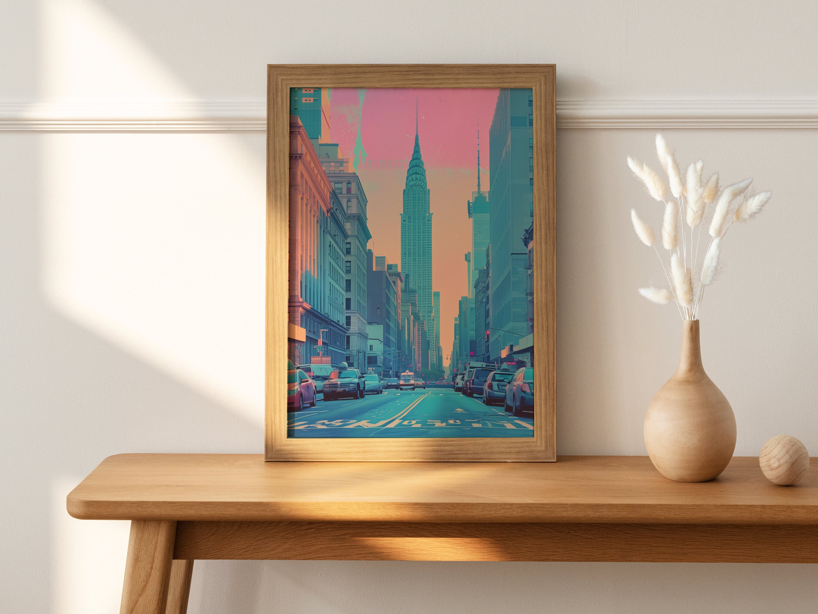 New York City Pastel Colors Digital Print, NYC Skyline Travel Poster ...