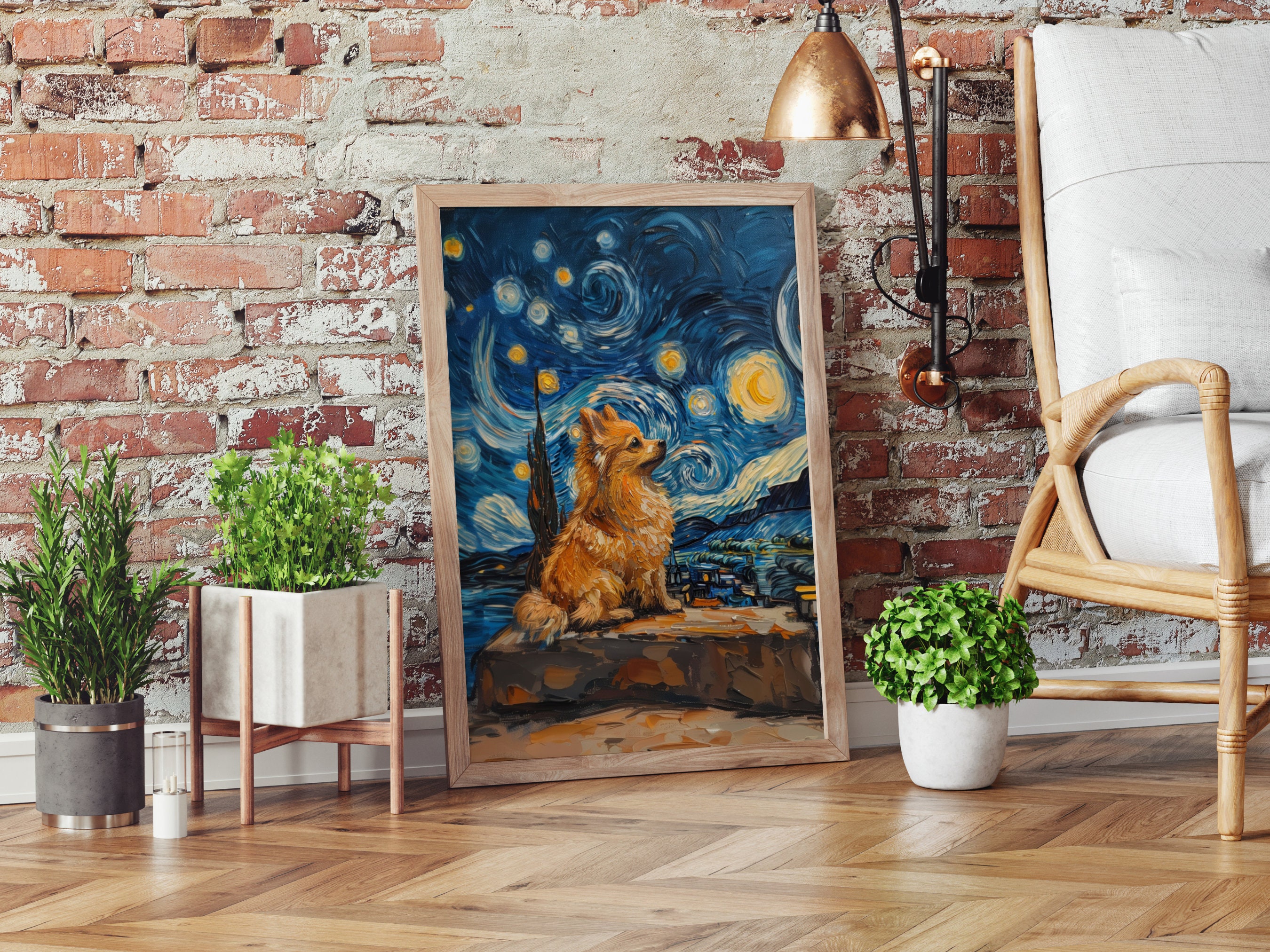 Starry Night Pomeranian Dog Digital Print, Cute Pommy Printable Poster ...