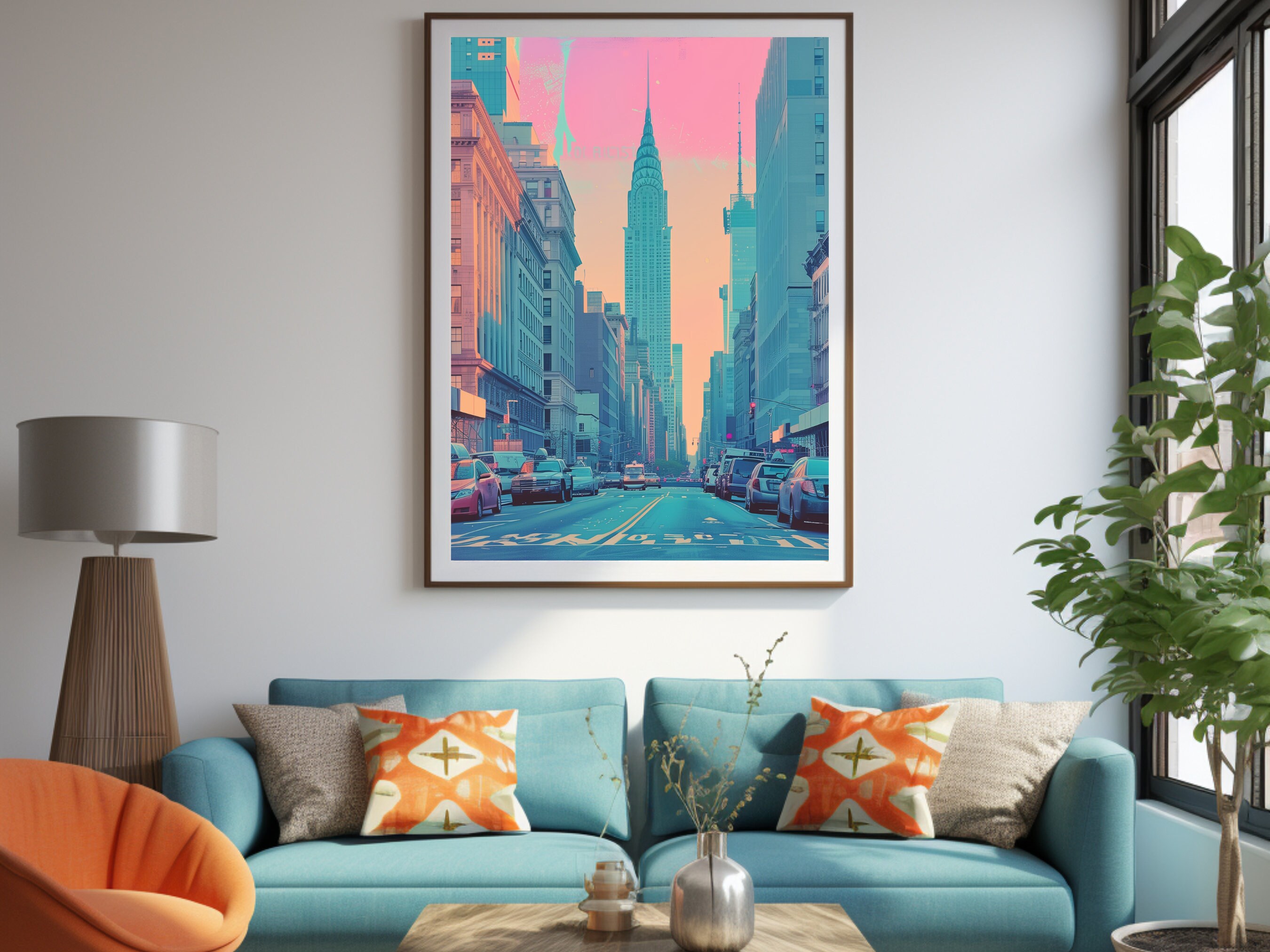New York City Pastel Colors Digital Print, NYC Skyline Travel Poster ...