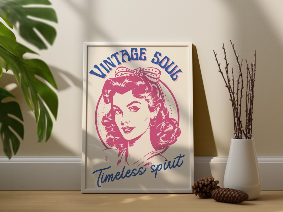 70s Retro Woman Print, Vintage Pink Women Printable Art Decor, Classic ...