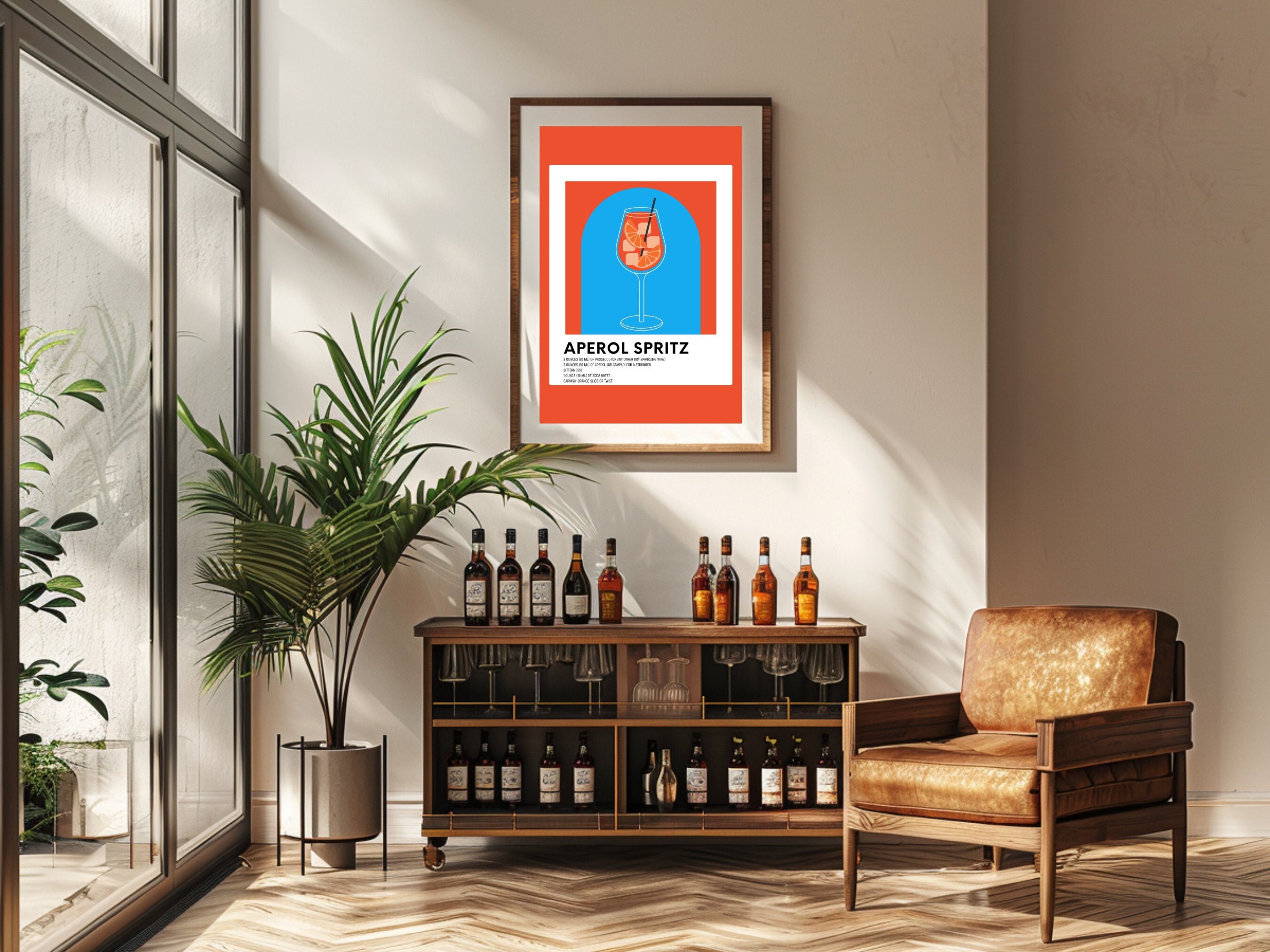 Aperol Spritz Cocktail Recipe Digital Poster for Bar Cart Home Decor ...