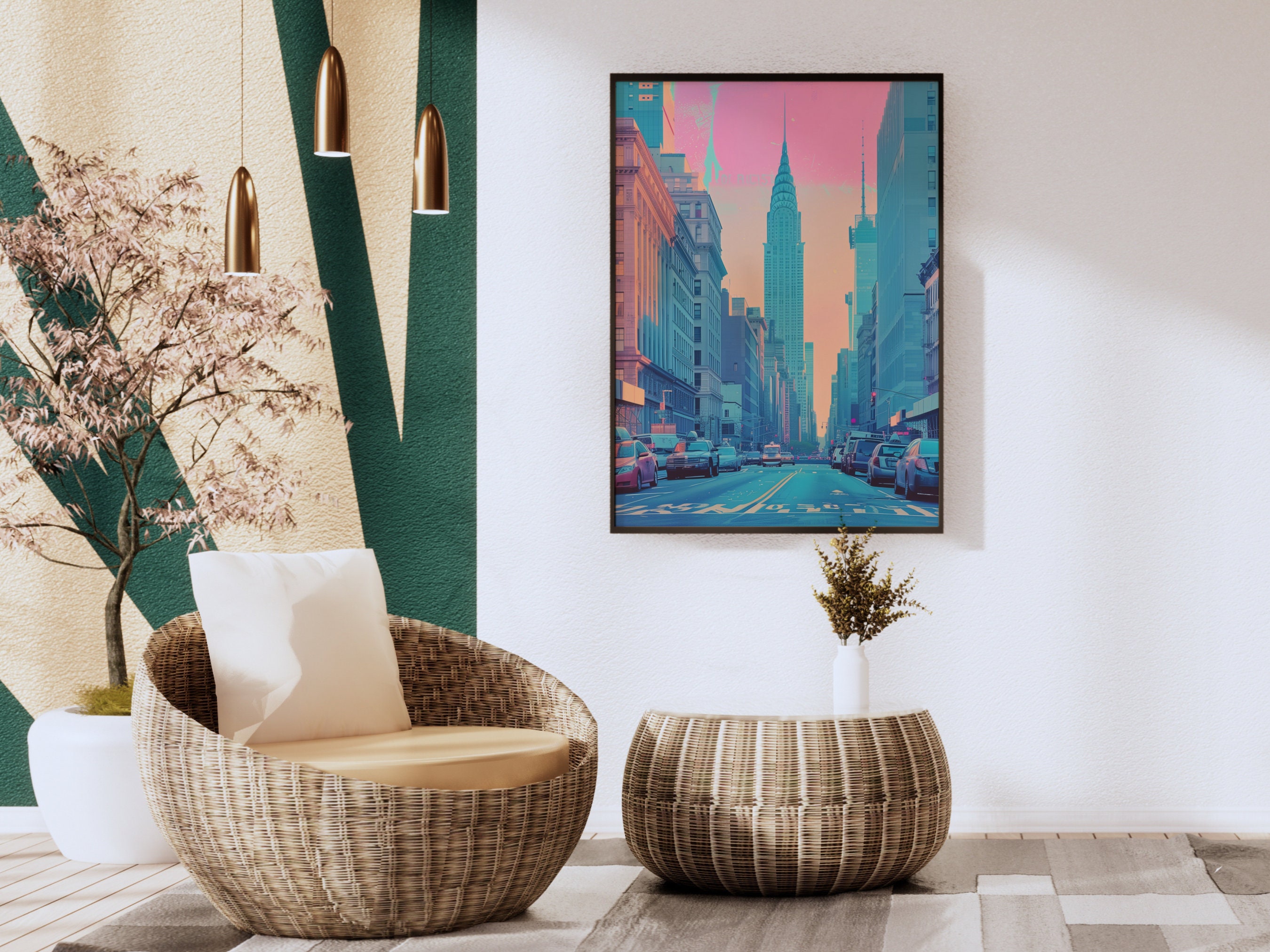 New York City Pastel Colors Digital Print, NYC Skyline Travel Poster ...