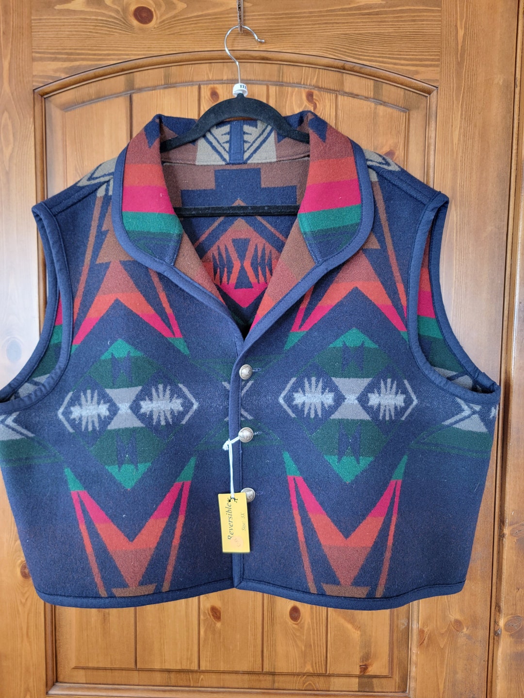 Reversible Vest Crafted From Rare Pendleton Indian Blanket Oswego Bay ...