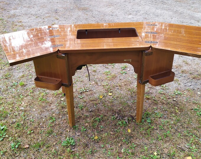 Antique NECCHI Sewing Machine Table Sewing Table Good Cabinet Italy ...
