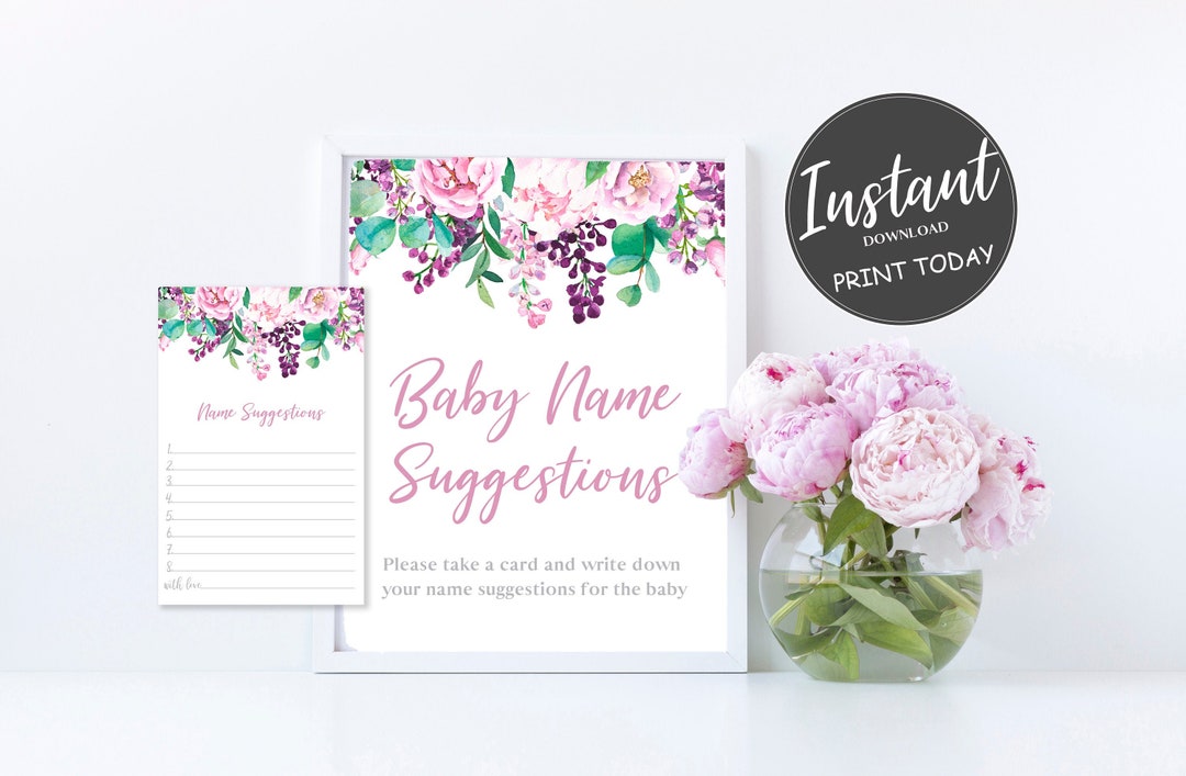 Baby Name Suggestions Sign & Lined Name Cards, Printable Baby Shower ...