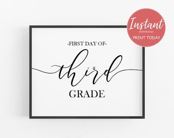 Printable Back to School Sign / Hello Third Grade Sign / First Day of ...