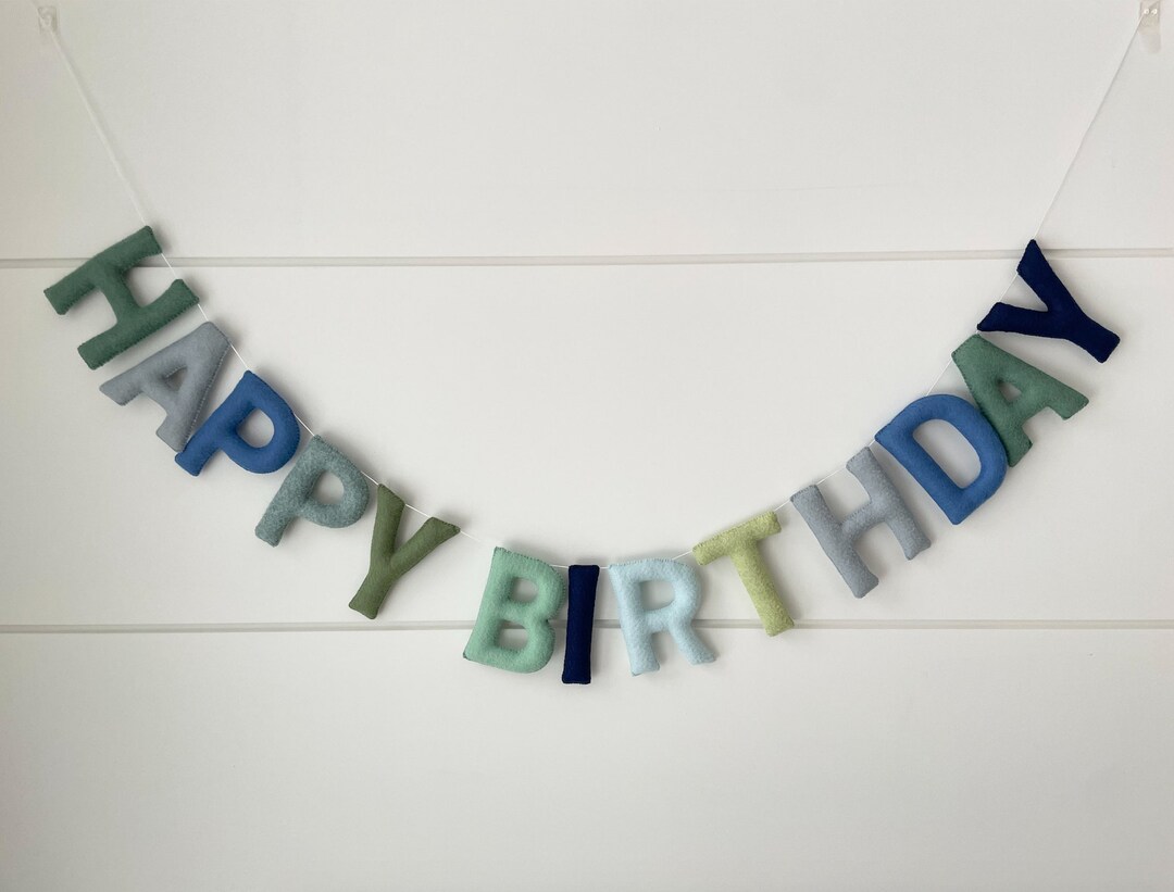 Reusable Birthday Banner, Blue and Green Decor - Etsy