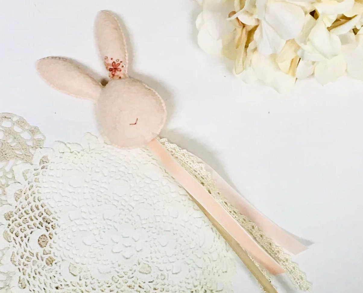 Bunny Wand, Boho Bunny Wand, Birthday Wand, Girls Wand, Pink Bunny Wand ...