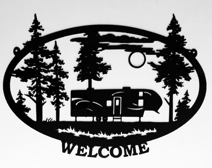 Welcome Fifth Wheel Camping Powdercoated Metal Sign - Etsy
