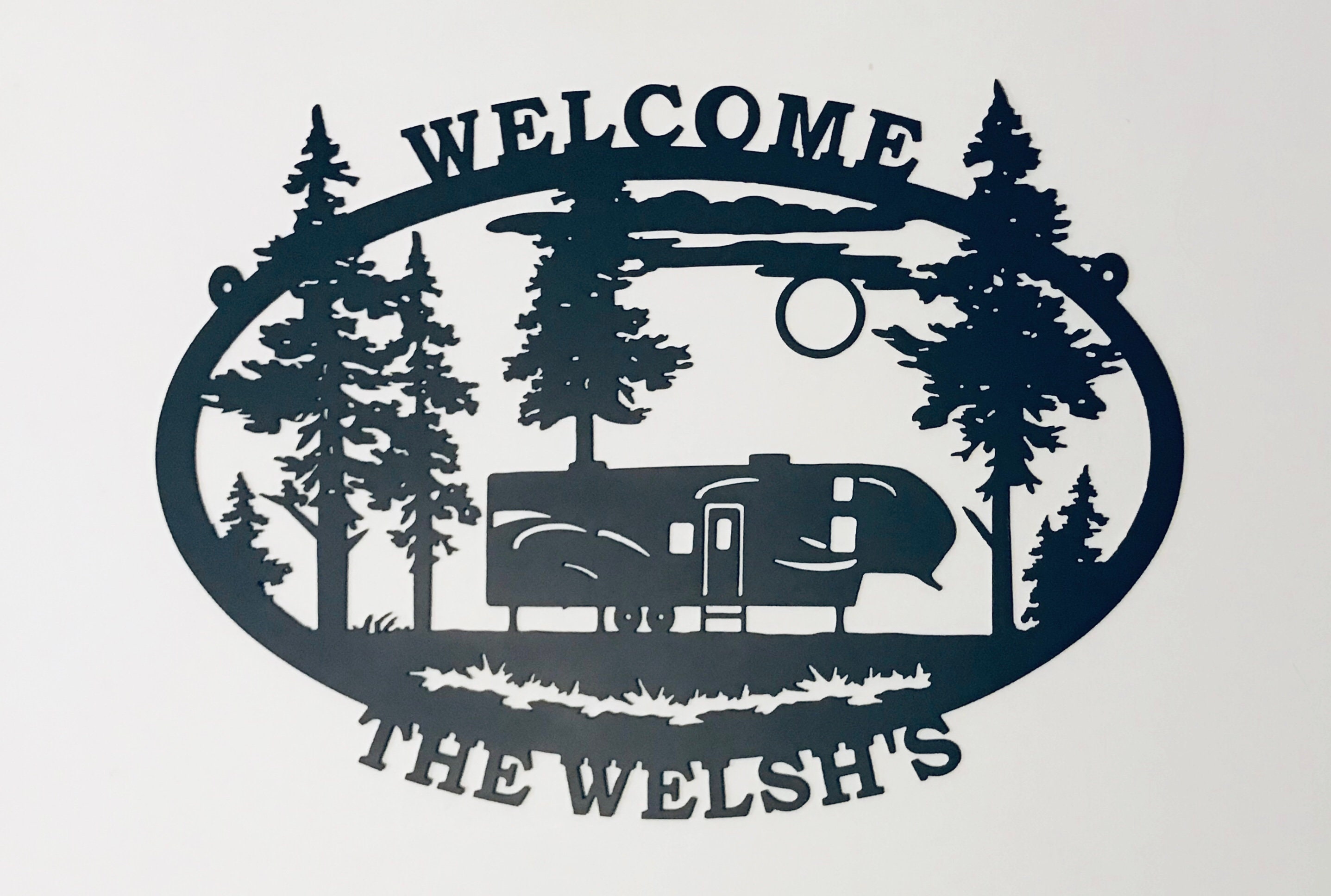 Welcome and Bienvenue Fifth Wheel Camping Personalized Powdercoated ...