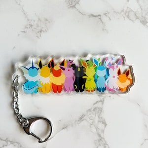 Eeveelution Keychain | Eevee Acrylic Charm | Umbreon Espeon Sylveon Flareon Vaporeon Jolteon ...