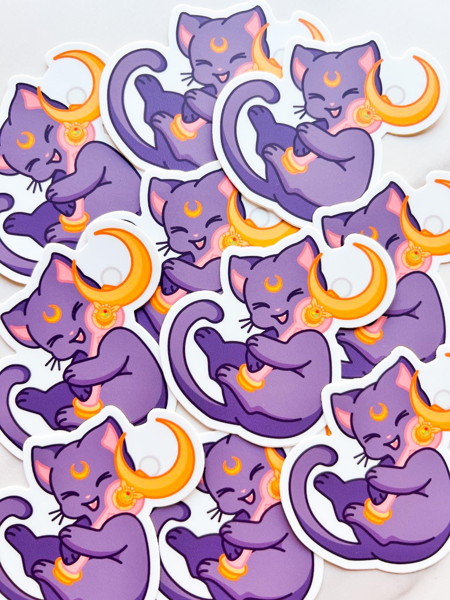 Luna Cat Sticker | Moon Stick Wand Decal | 90s Anime Manga, Magical ...