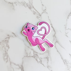 Mew Sticker | Mewtwo Decal, Legendary Psychic Type, Cute Heart Tail ...