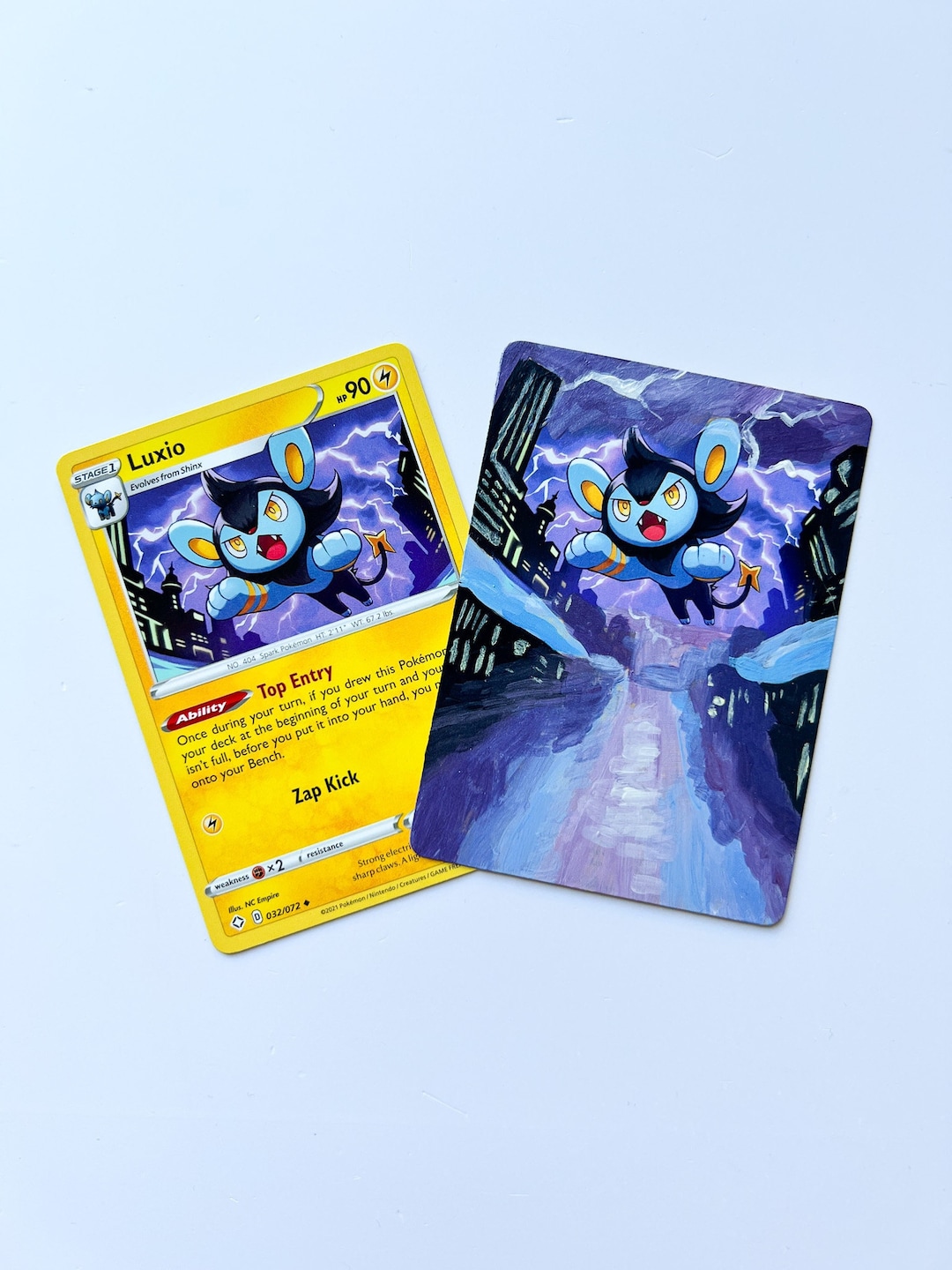 Painted Pokemon Card Luxio Shining Fates SHF Custom Full Art Card ...