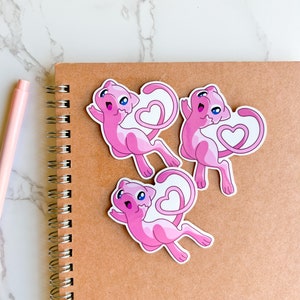 Mew Sticker | Mewtwo Decal, Legendary Psychic Type, Cute Heart Tail ...