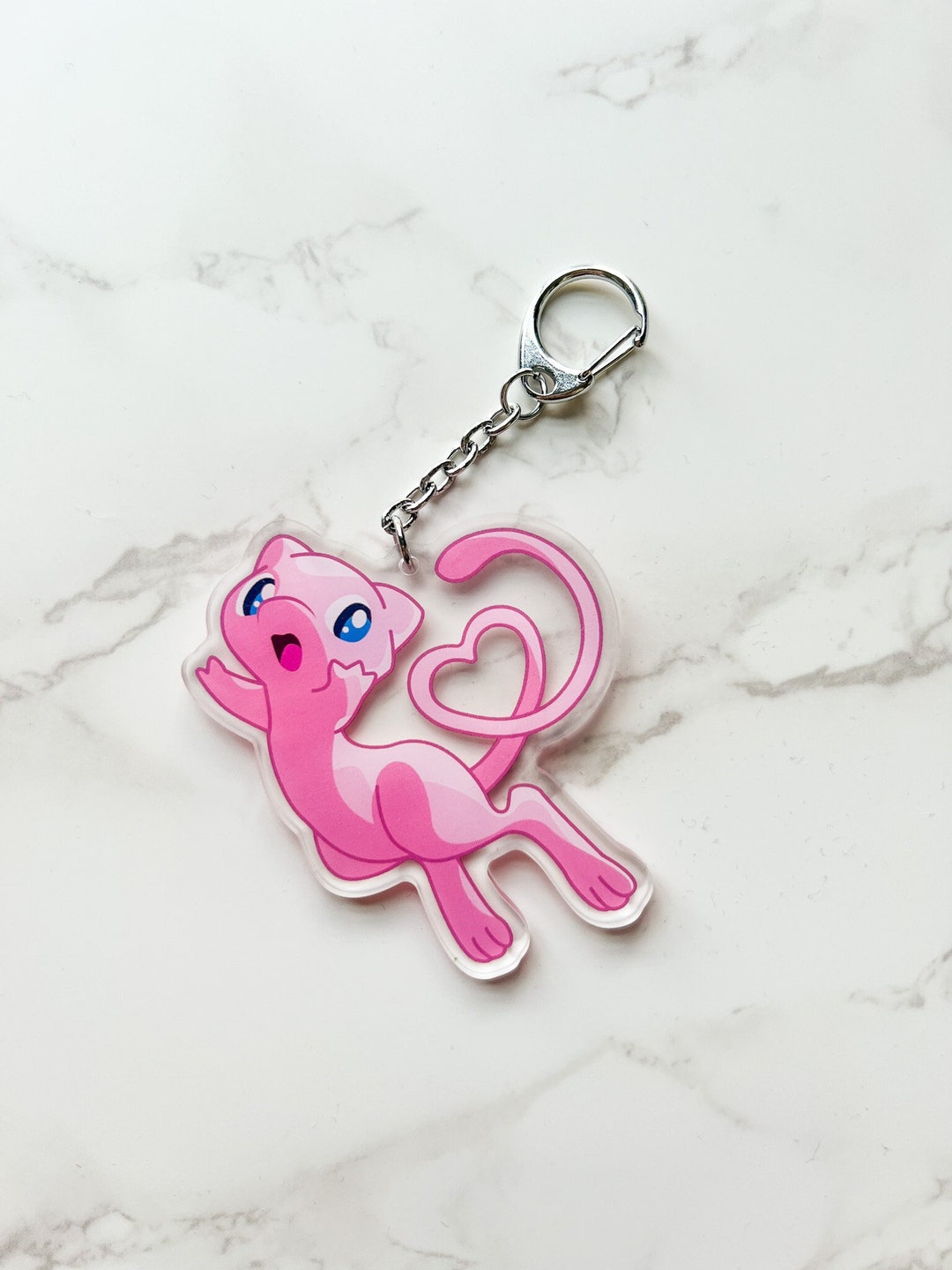 Mew Keychain | Mewtwo Acrylic Charm, Legendary Psychic Type, Mew Duo ...