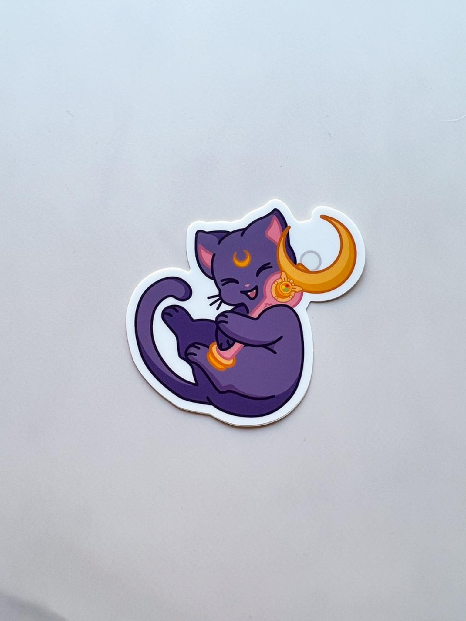 Luna Cat Sticker | Moon Stick Wand Decal | 90s Anime Manga, Magical ...