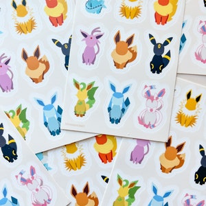 Eeveelution Sticker Sheet Eevee Evolution Umbreon Sylveon Espeon ...