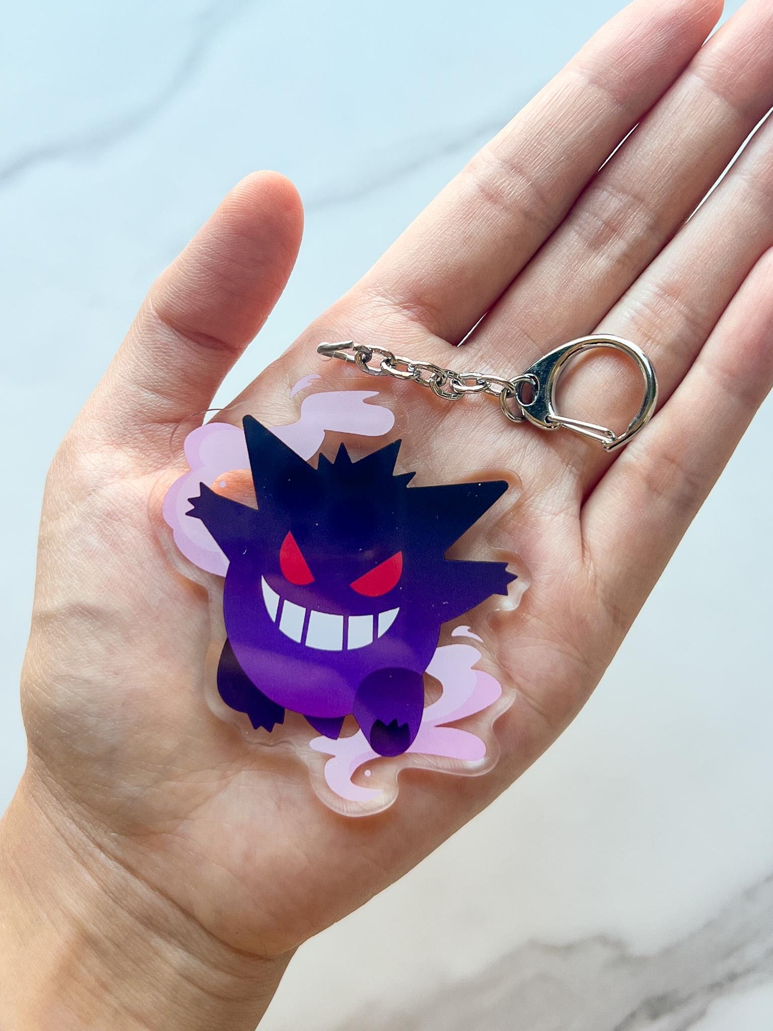 Gengar Keychain | Ghost Anime Acrylic Charm, Haunter Gastly Ghost ...