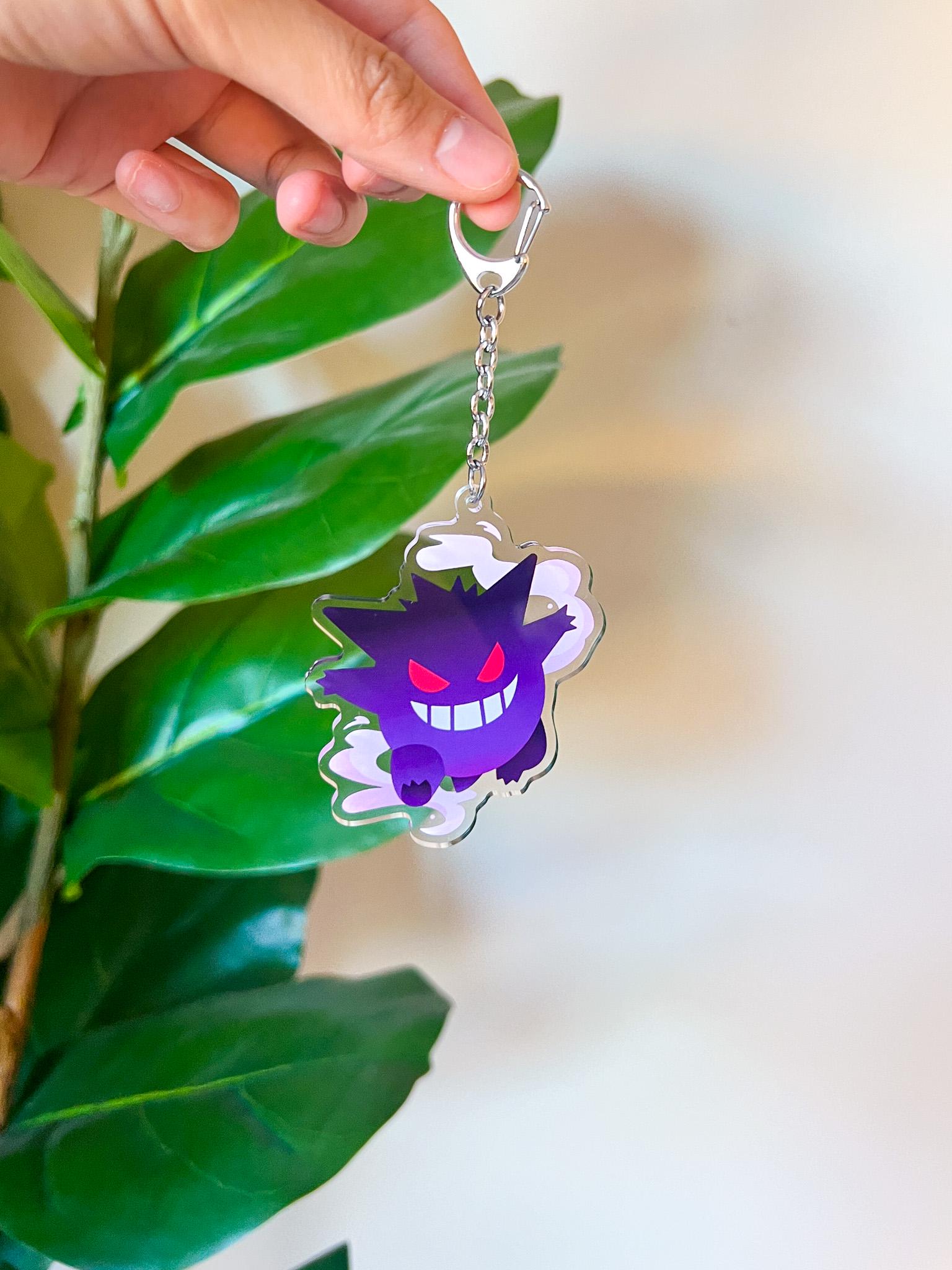 Gengar Keychain | Ghost Anime Acrylic Charm, Haunter Gastly Ghost ...