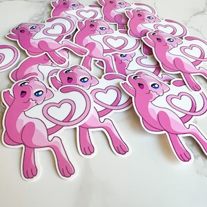 Mew Sticker | Mewtwo Decal, Legendary Psychic Type, Cute Heart Tail ...