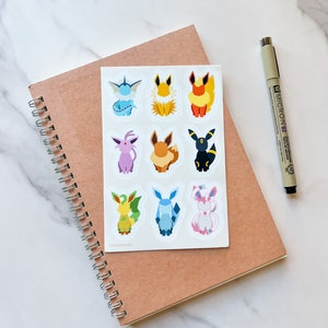 Eeveelution Sticker Sheet Eevee Evolution Umbreon Sylveon Espeon ...